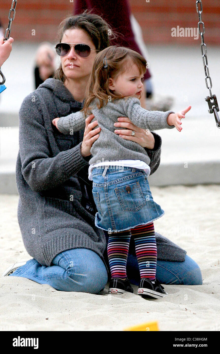 Amanda Peet at Coldwater Canyon Park in Beverly Hills with her daughter ...