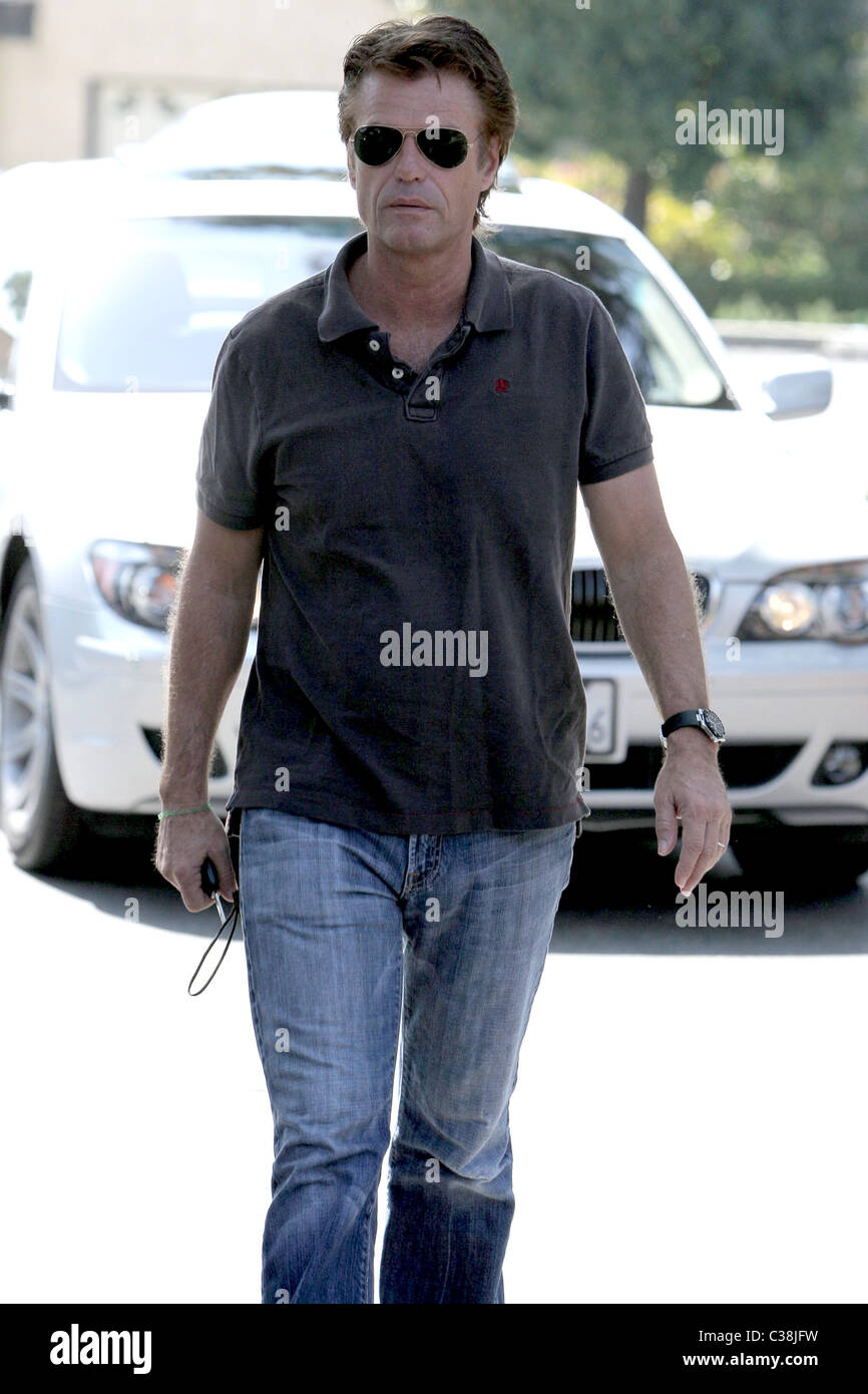 Harry Hamlin arriving at a drugstore in Beverly Glen Los Angeles ...