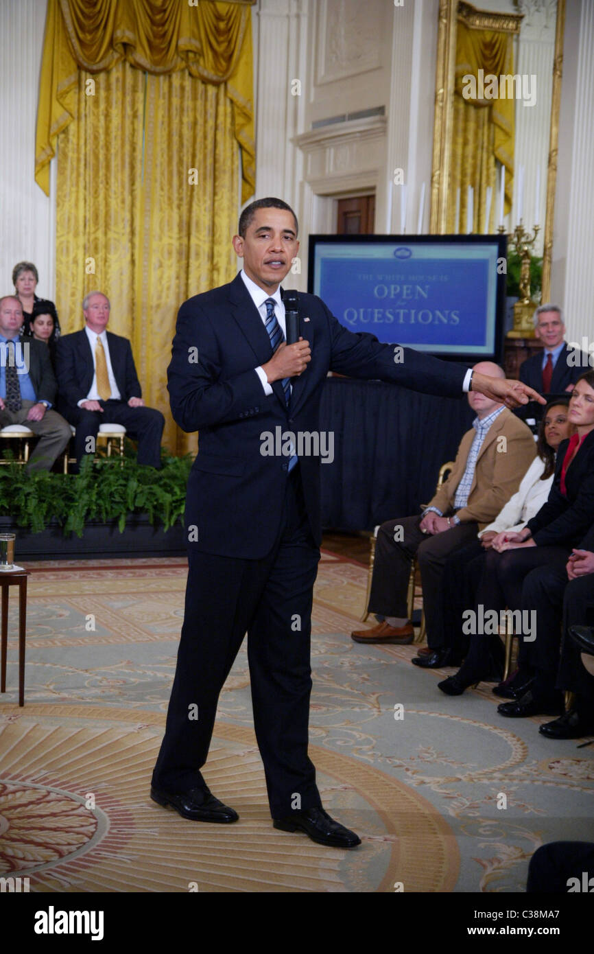 U.S. President Barack Obama holds a town hall-style meeting to discuss ...
