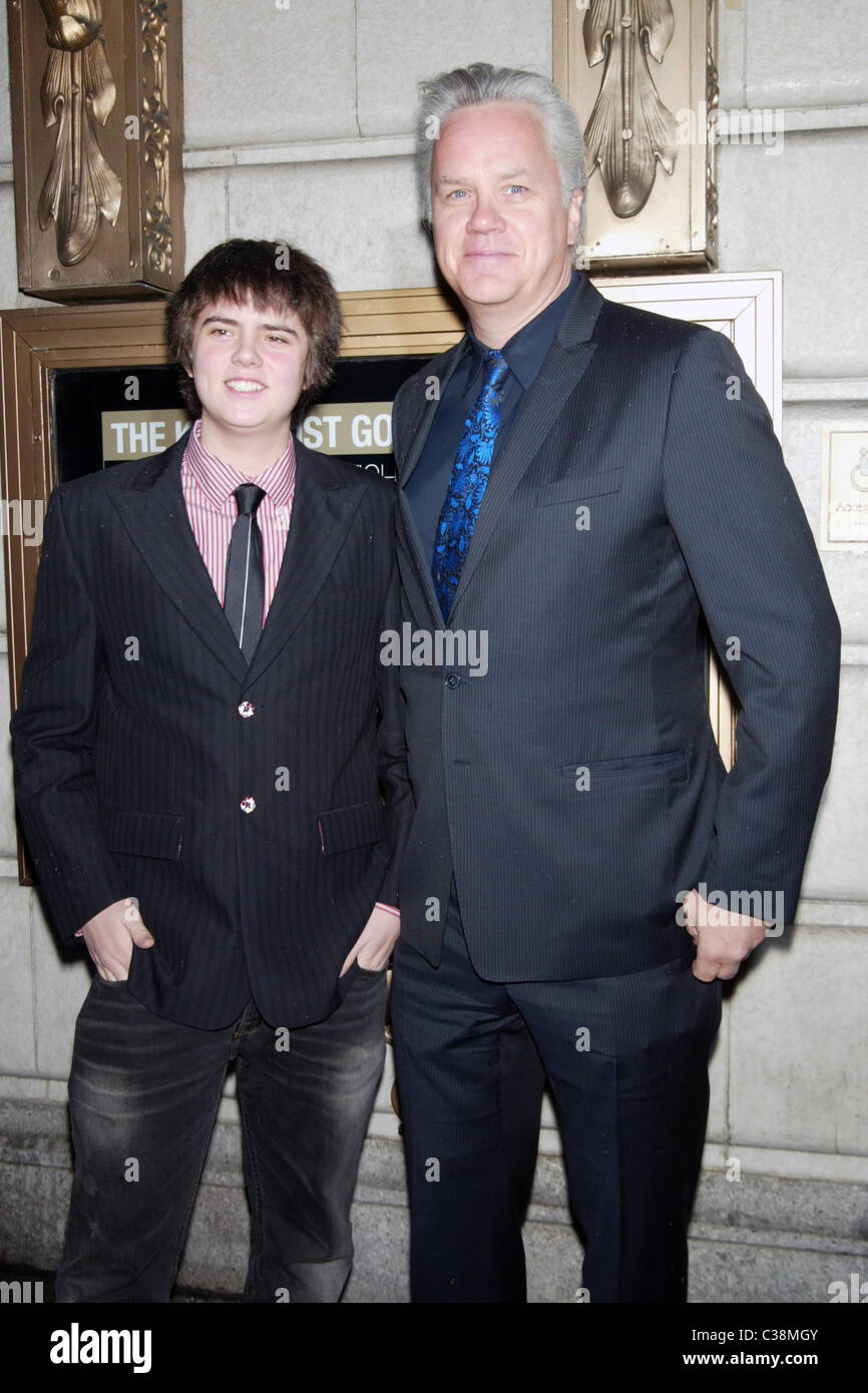 Miles Robbins and his dad Tim Robbins Opening night after party for the ...