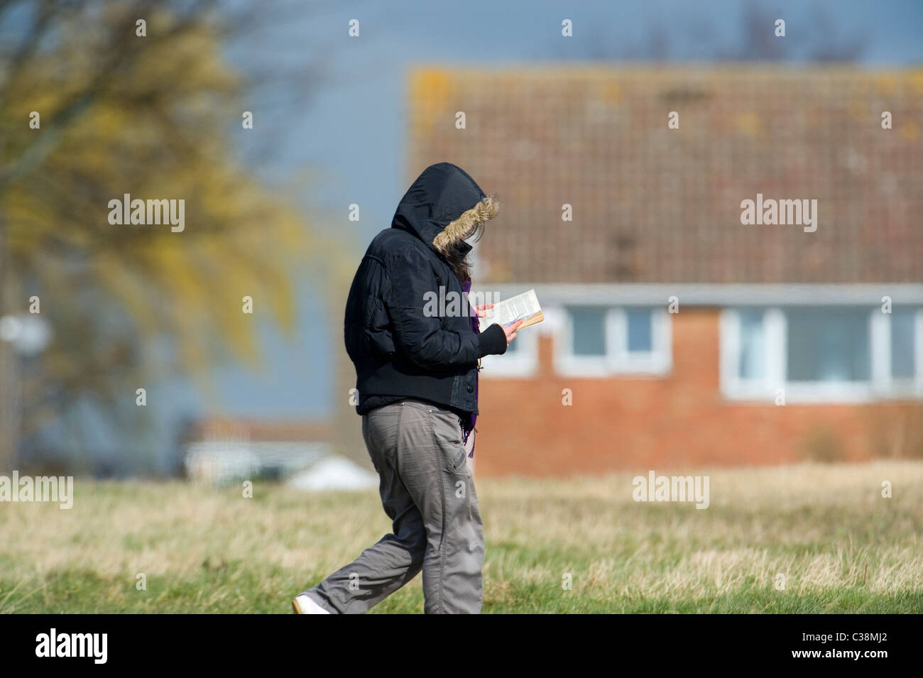 Walking while reading A BOOK Stock Photo - Alamy