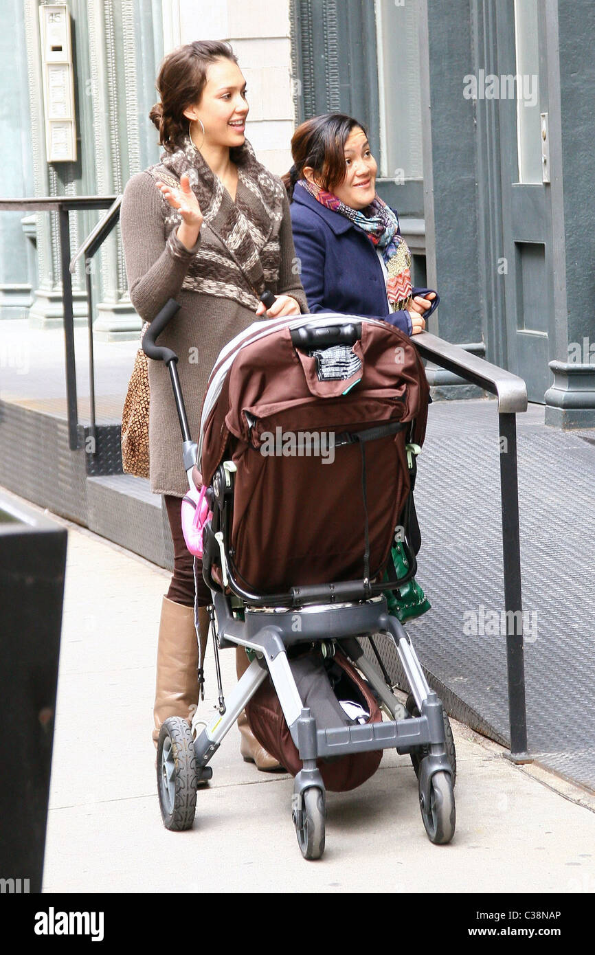 Jessica Alba spotted with her husband, Cash Warren, pushing a stroller ...