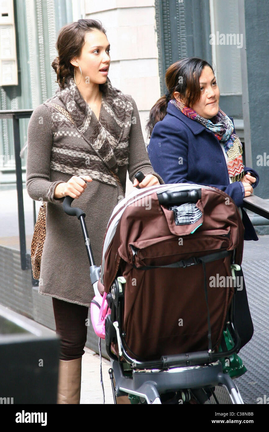 Jessica Alba spotted with her husband, Cash Warren, pushing a stroller ...