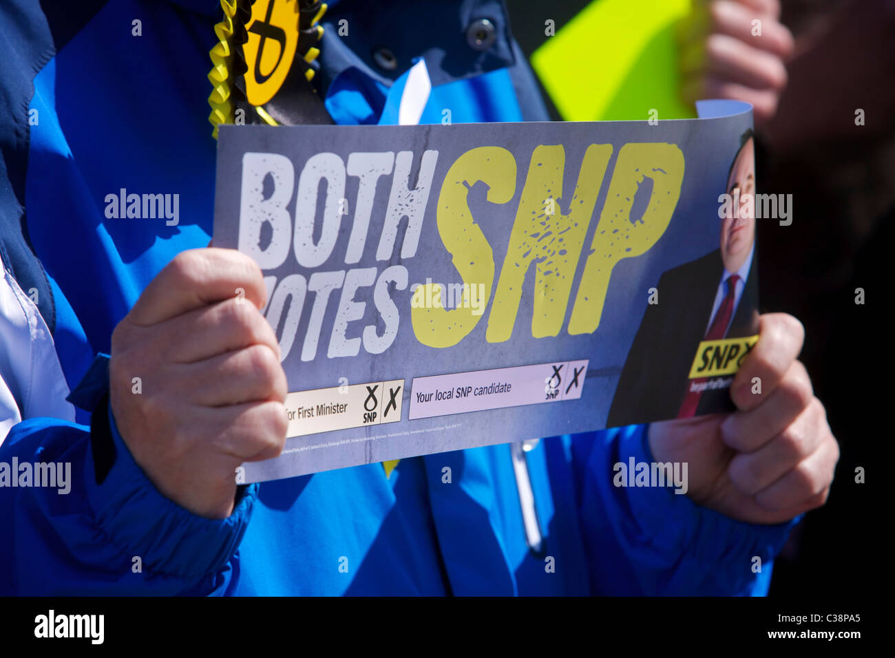 SNP supporters campaign in Scottish election Stock Photo - Alamy