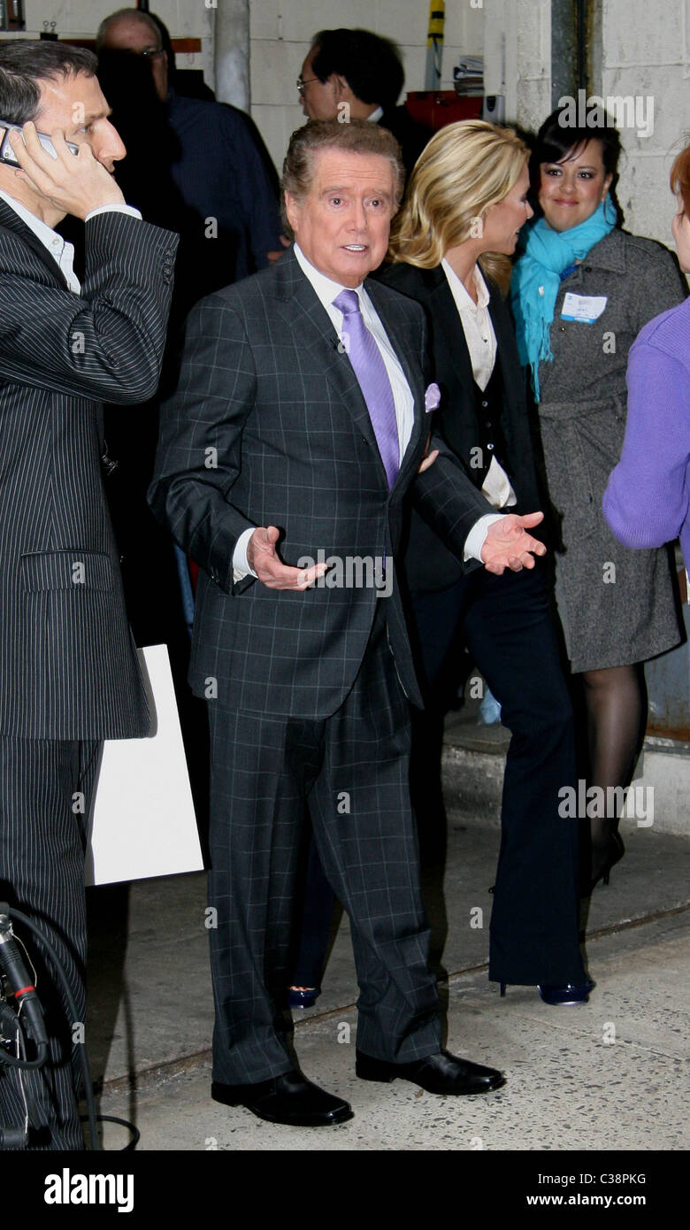 Regis Philbin and Kelly Ripa film a segment for New York Auto Show week ...