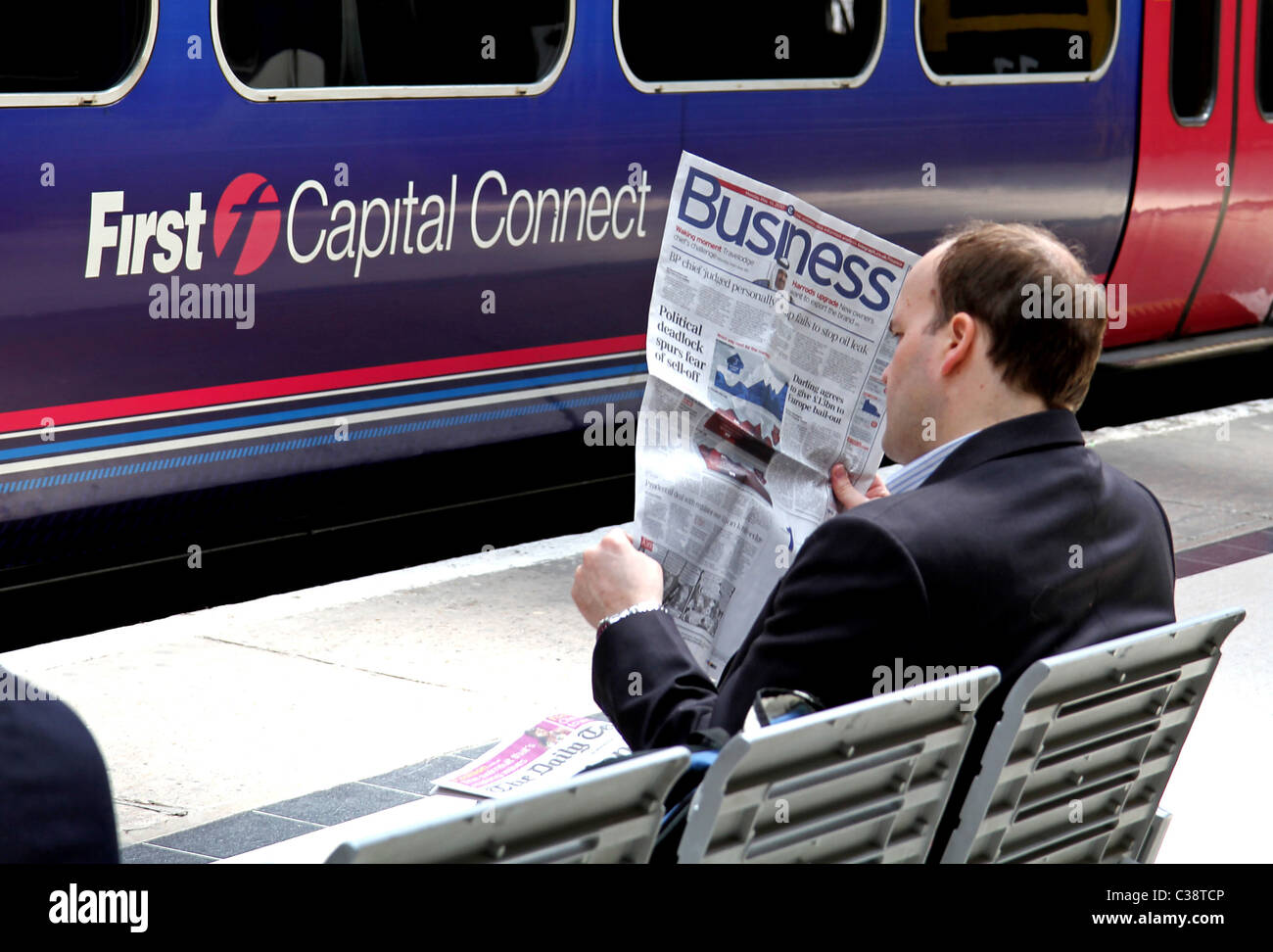 First capital connect train at Kings Cross station, London Stock Photo ...
