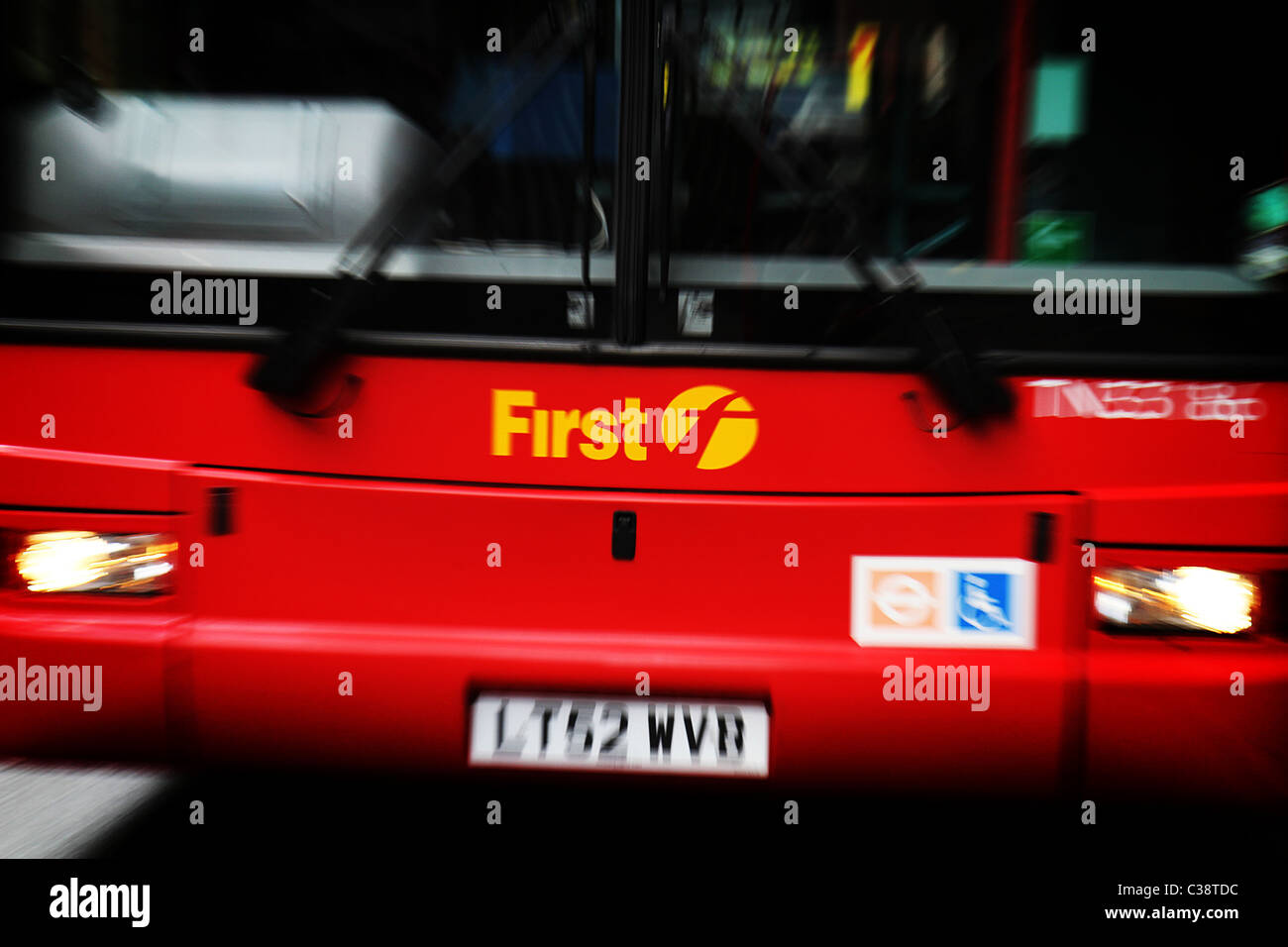 First group bus at Liverpool Street station, London Stock Photo - Alamy