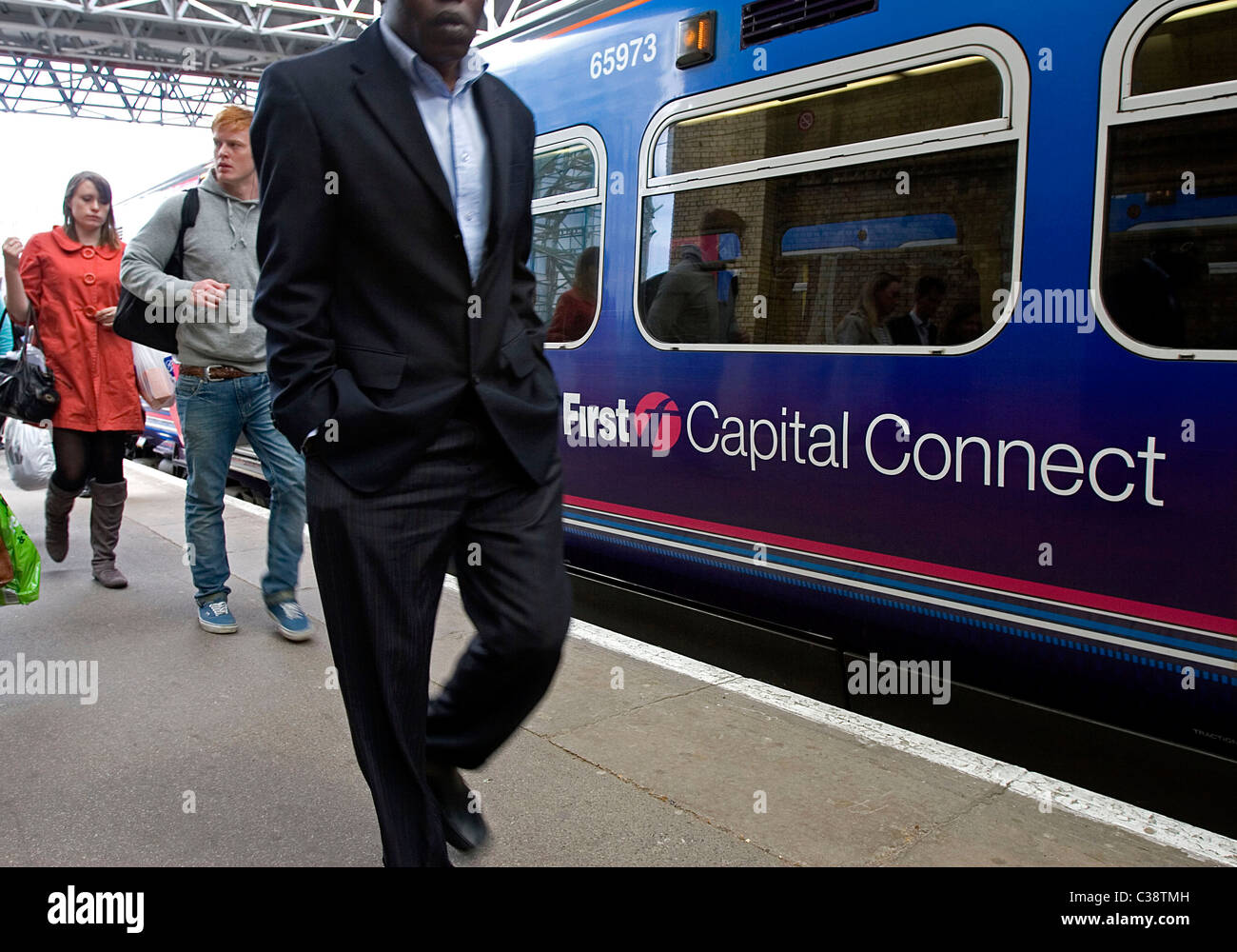 Commuters on a First Capital Connect Service at King's Cross Station ...