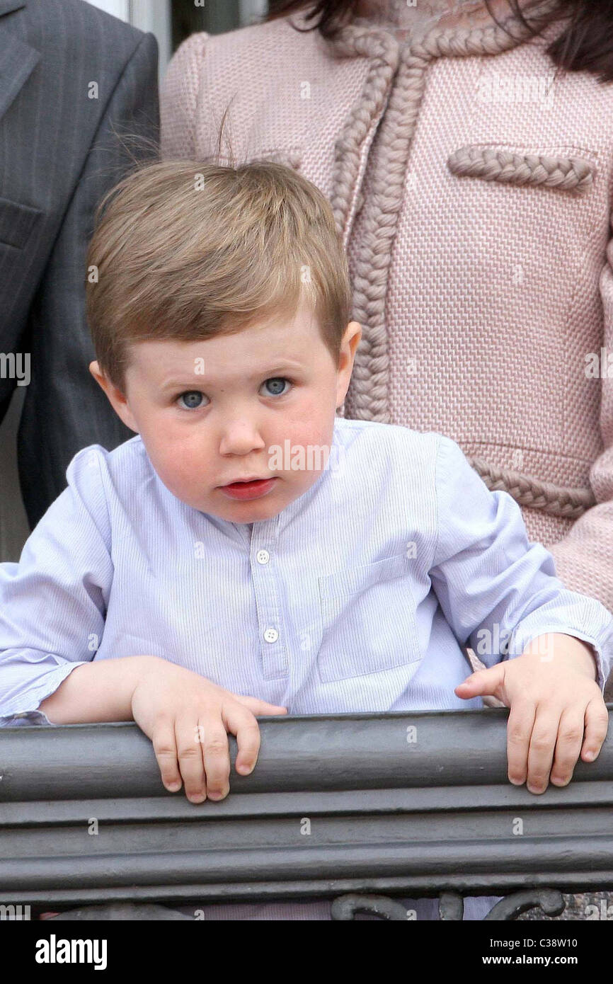 Prince Christian greet and wave to well-wishers from on the balcony of ...