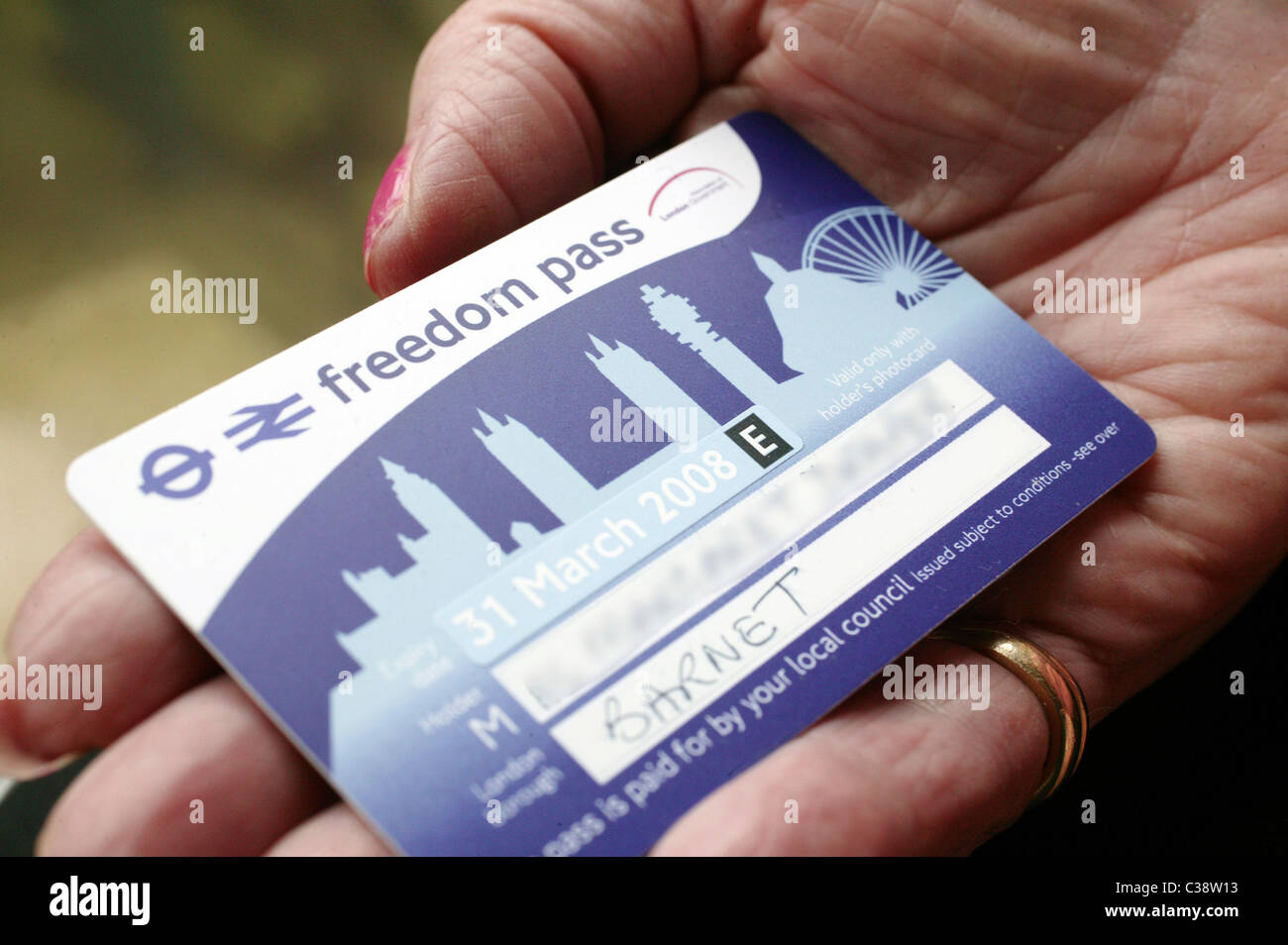 elderly lady's freedom pass Stock Photo - Alamy
