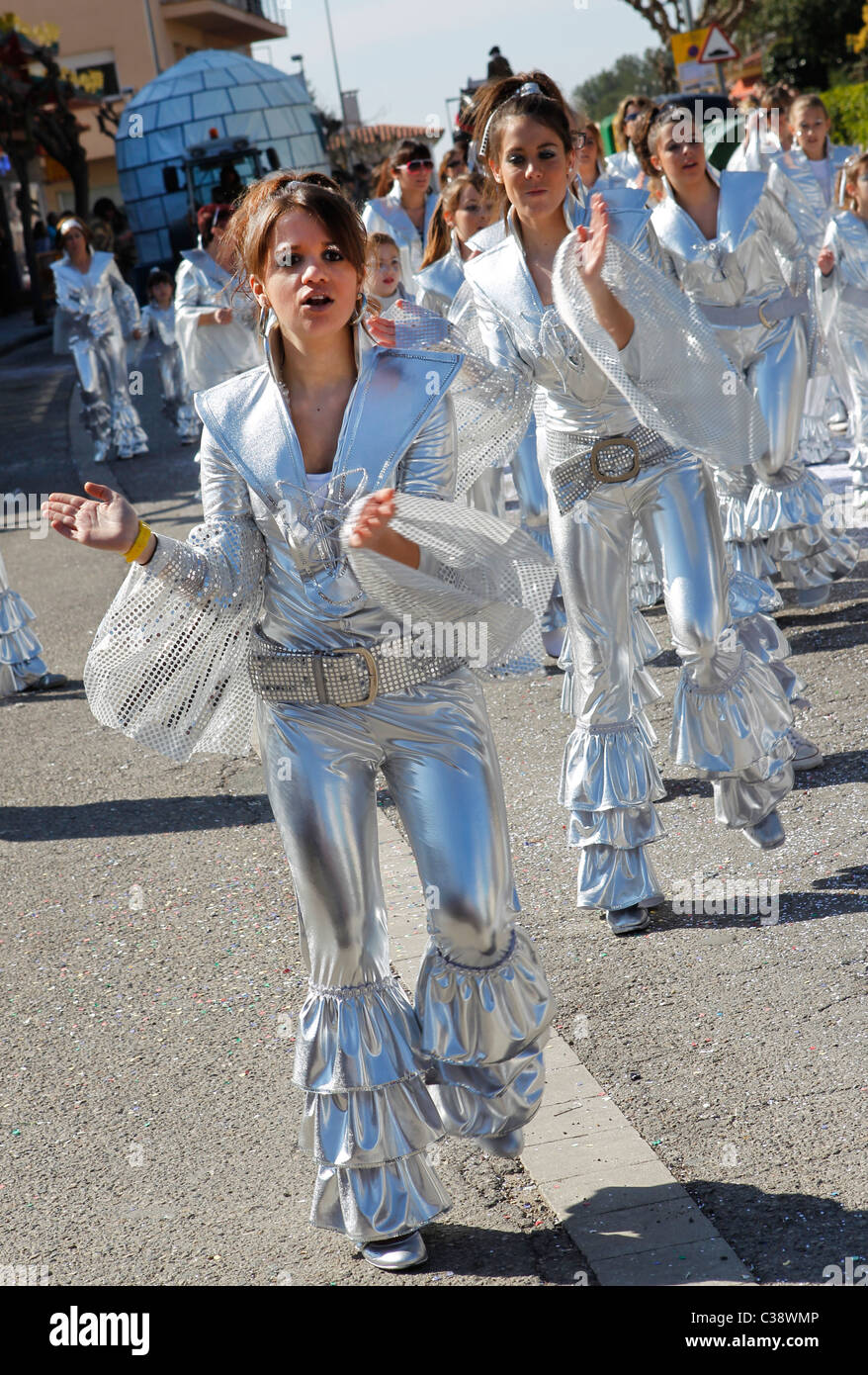 Carnival parade in costume in L'Escala, Spain Stock Photo - Alamy