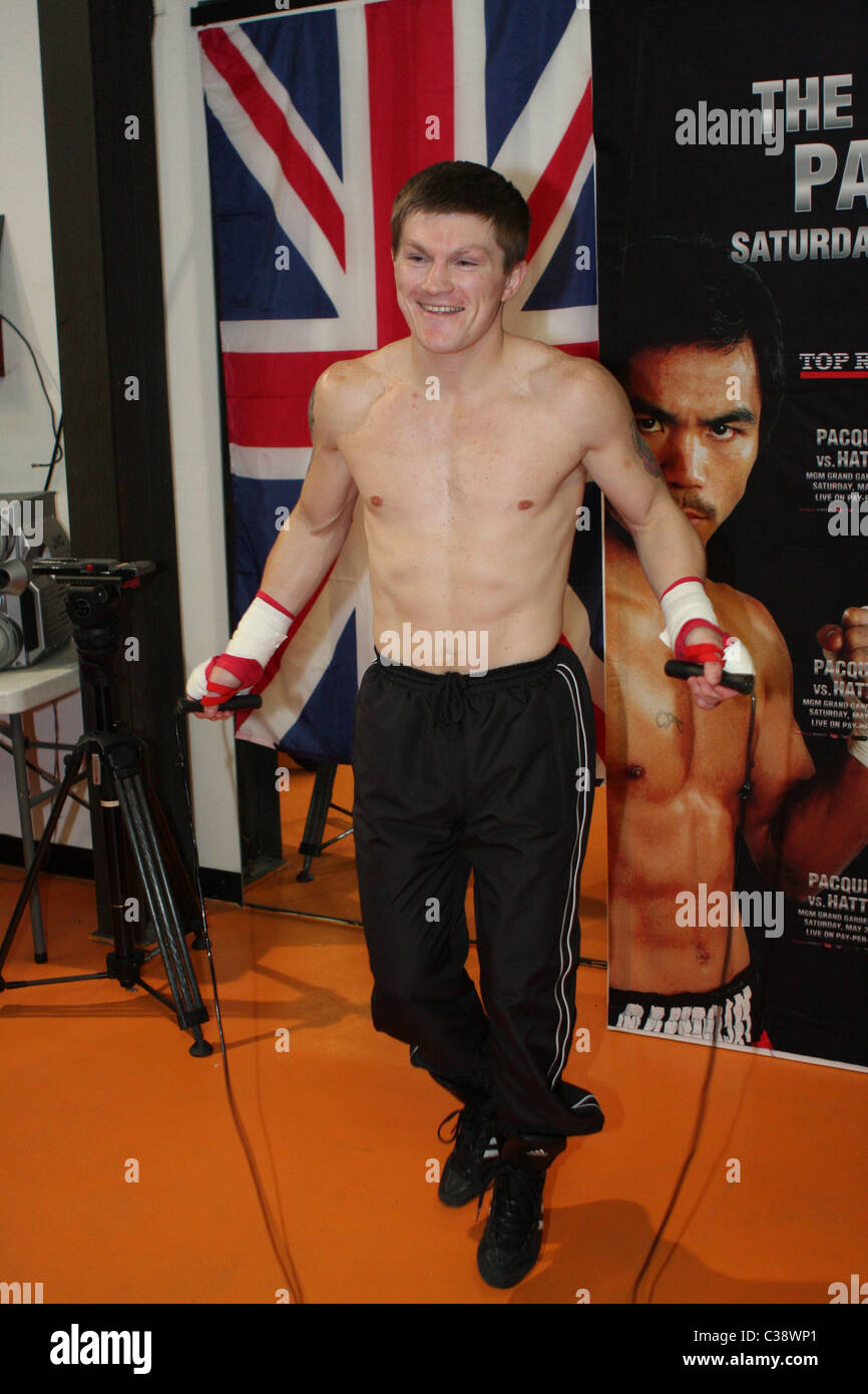 British professional boxer Ricky 'The Hitman' Hatton training with ...