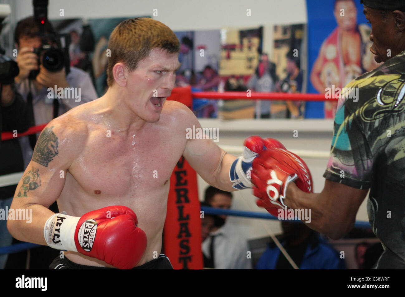 British professional boxer Ricky 'The Hitman' Hatton training with ...