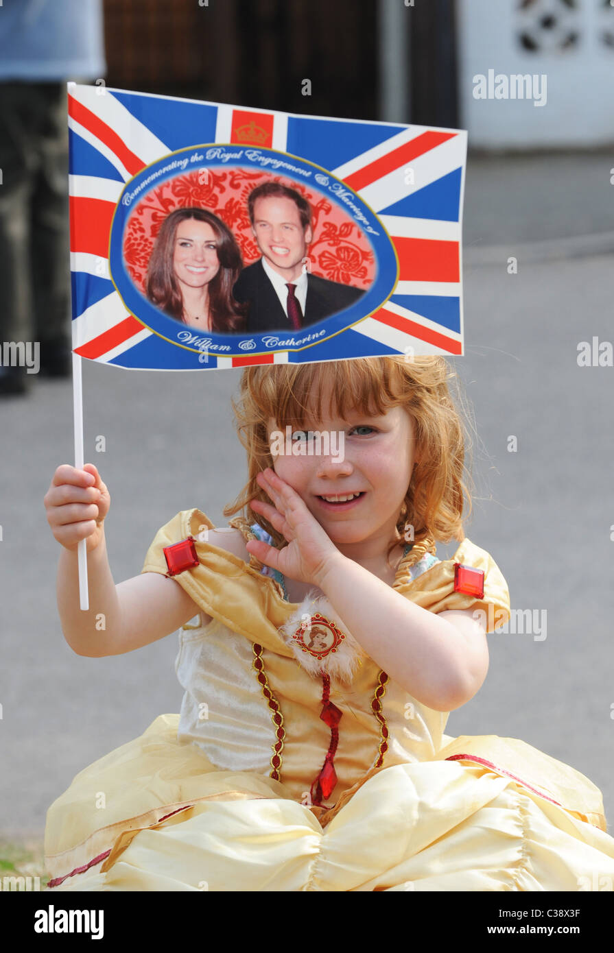 Caitlin Ward-Davies aged 4 flying the flag for the Royal Wedding Street ...