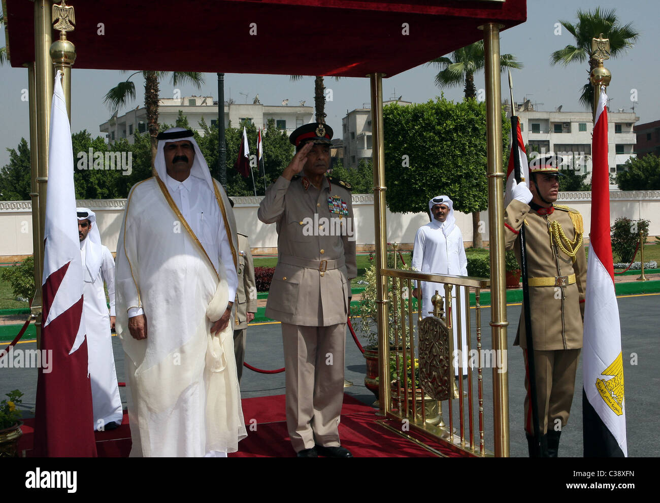 Egypt Military ruler Mohamed Hussein Tantawi meets Qatar Emir Hamad Bin ...