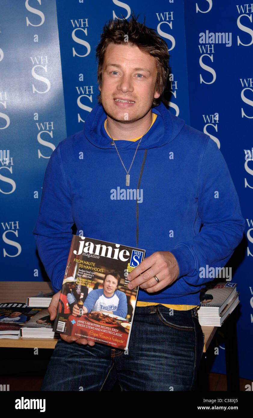 Jamie Oliver signs copies of his monthly food magazine, 'Jamie', at W.H ...