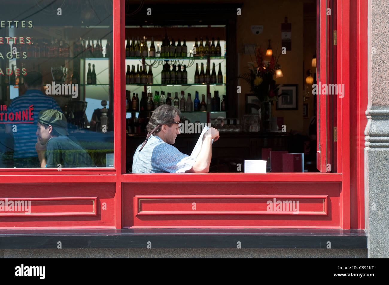 Man reading menu, Cafe Rouge, London, UK Stock Photo - Alamy