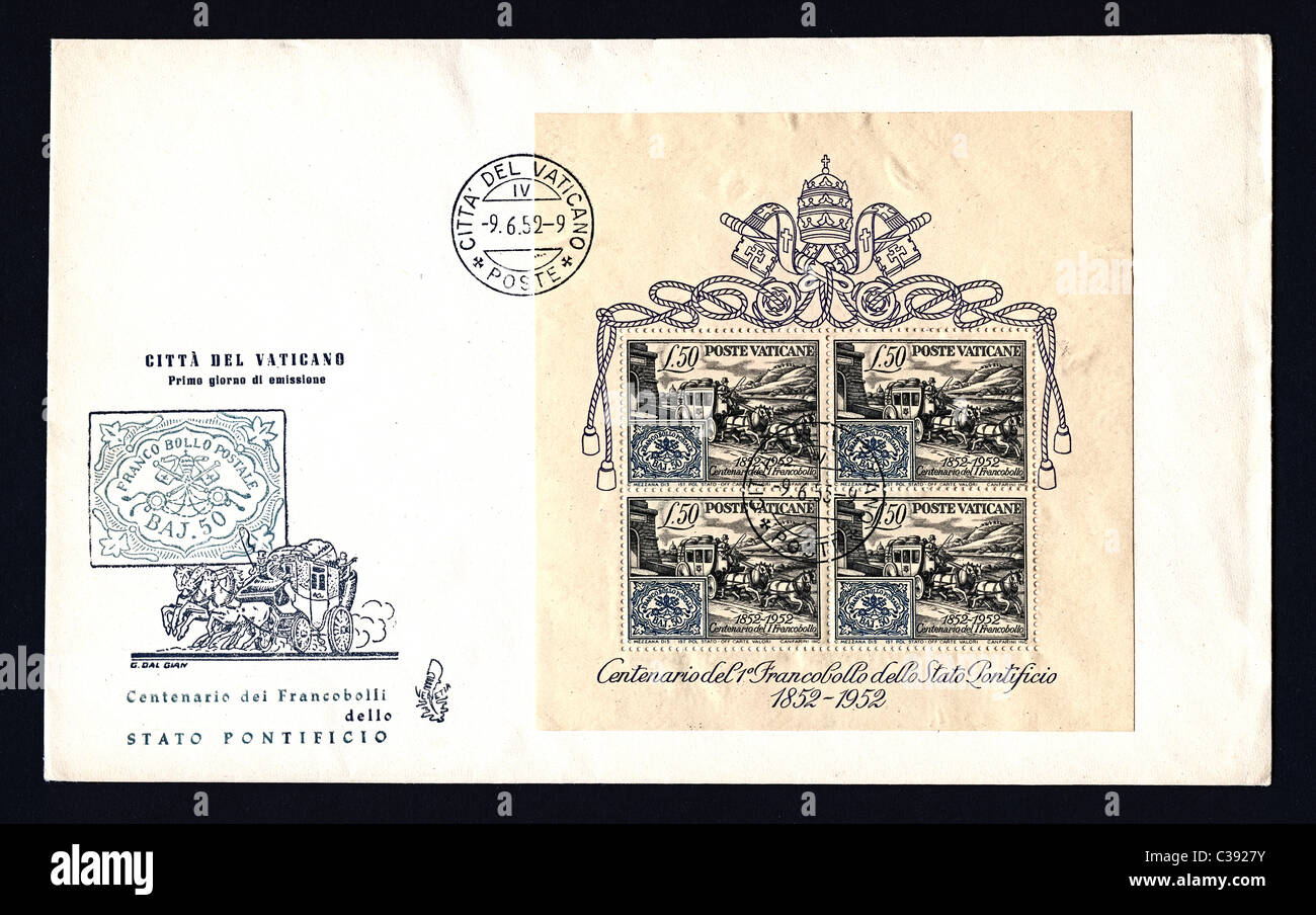 6.09.1952 - Vatican Post Office, for the centenary of the first issue ...