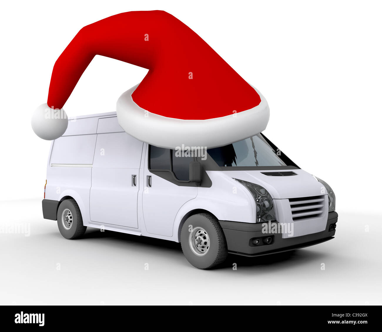 3D Render of a Christmas Delivery Van Isolated on White Stock Photo - Alamy