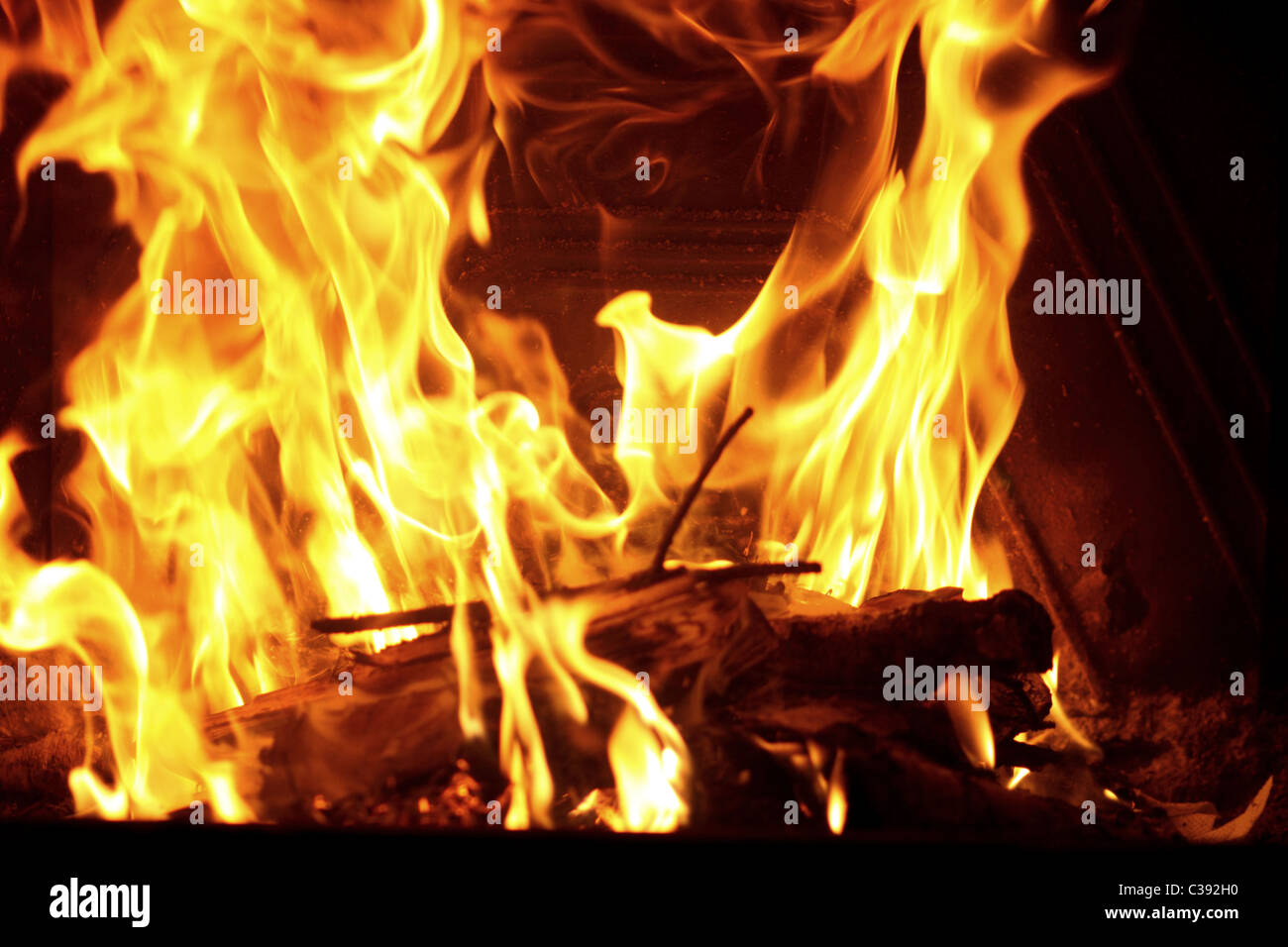 fire in the chimney Stock Photo - Alamy