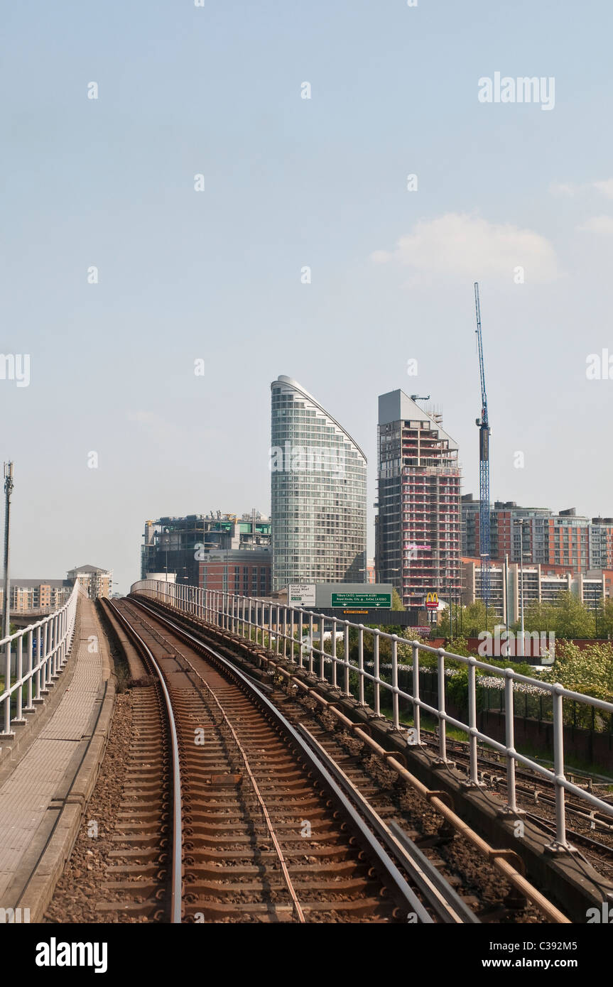 Railway tracks from DLR, London, UK Stock Photo - Alamy