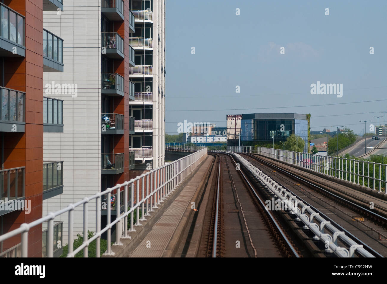 Railway tracks from DLR at East India station, London, UK Stock Photo ...