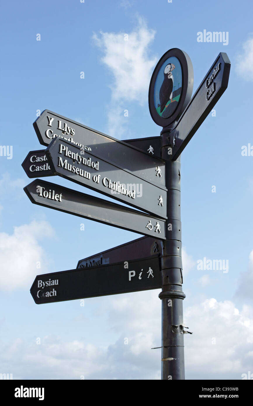 A tourist information sign in the pretty Anglesey town of Beaumaris in ...
