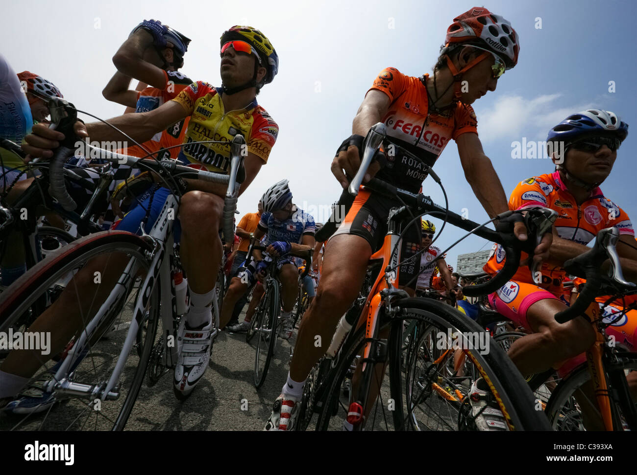 Professional cyclists on their bicycles Stock Photo - Alamy