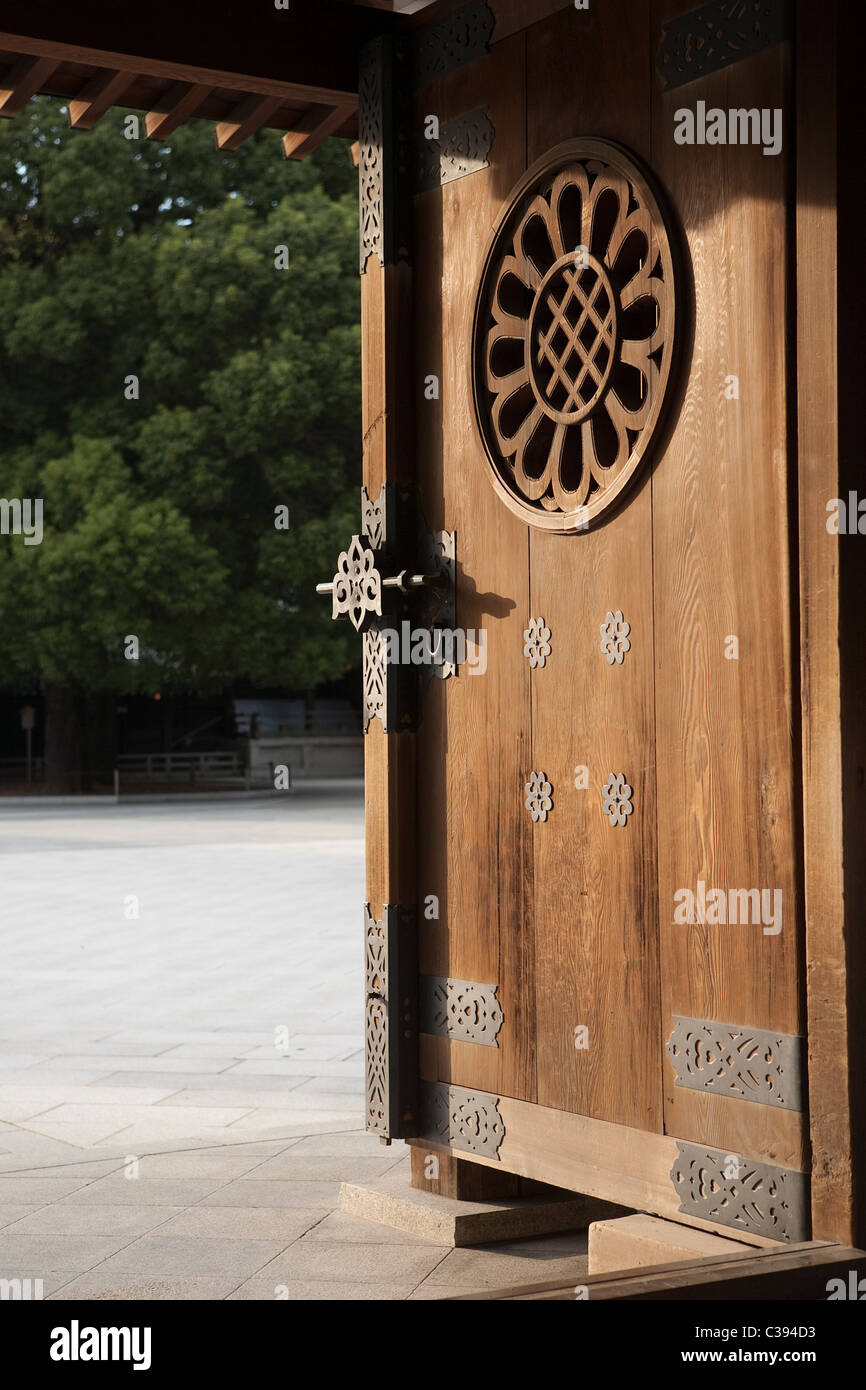 wooden door in the sun on Meiji Shrine,Yoyogi Shrine,Tokyo,Japan Stock ...