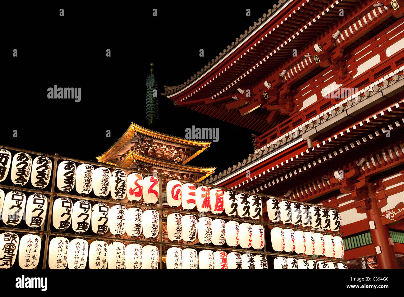 Japanese lanterns on Sensoji, Asakusa Kannon Temple in Tokyo, Japan at ...