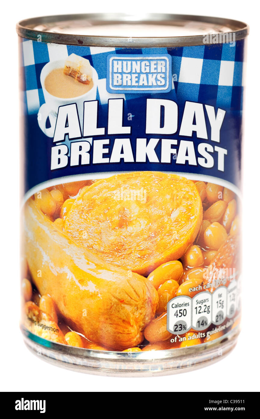 Can of Hunger Breaks All Day Breakfast Stock Photo - Alamy
