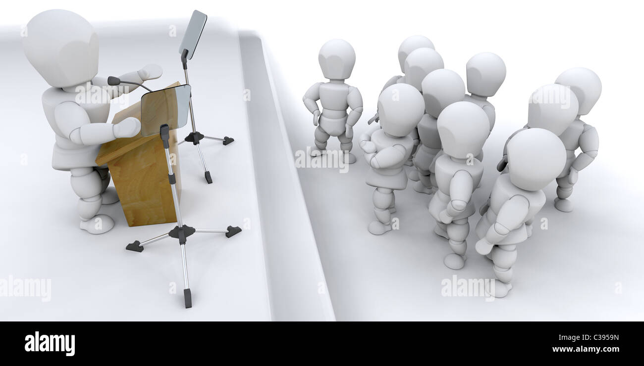 3D Man speaking to a crowd isolated Stock Photo - Alamy