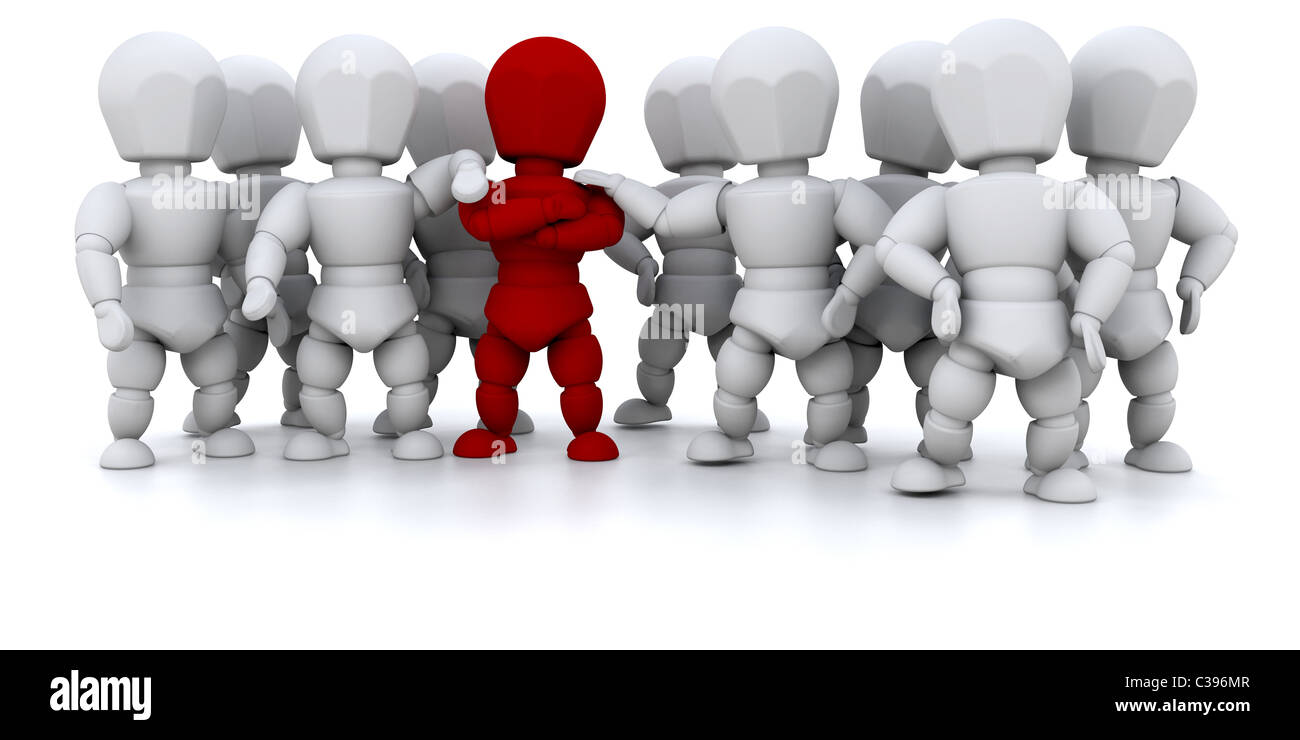 3d render depicting a team and a leader Stock Photo - Alamy
