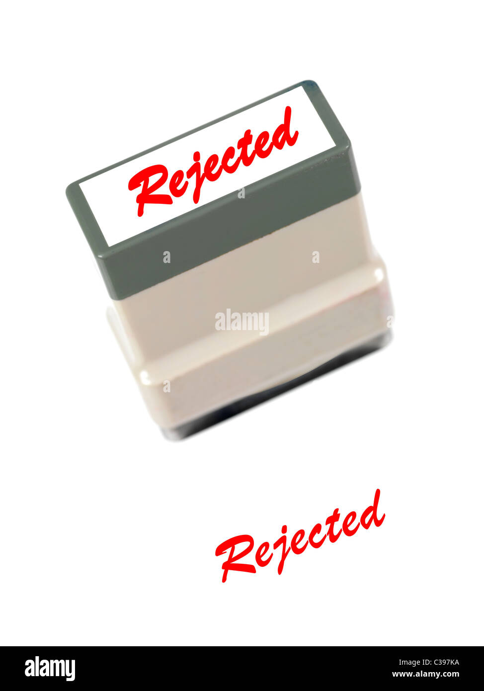 A rubber stamp isolated against a white background Stock Photo - Alamy