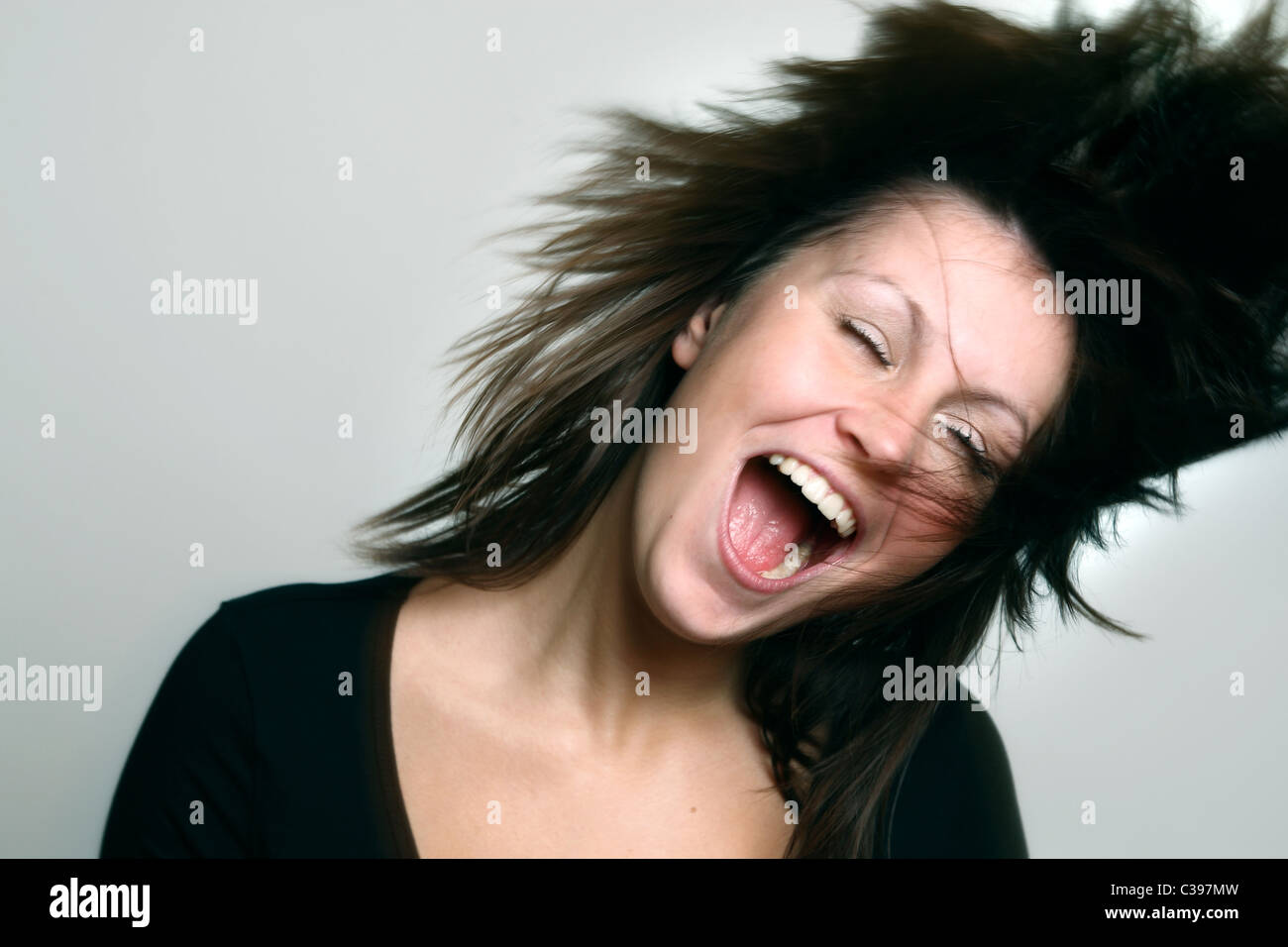 Woman head back teeth hi-res stock photography and images - Alamy