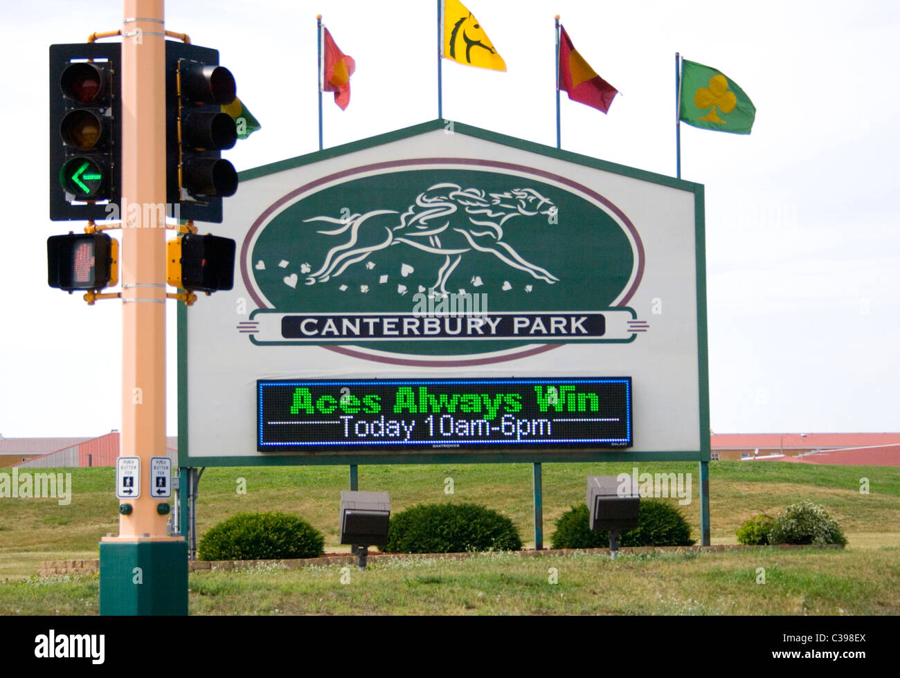 Sign for Canterbury Park horse racing track. Shakopee Minnesota MN USA ...