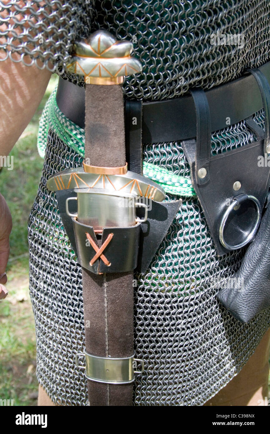 At Norway Day person in costume with chainmail and belted knife at ...