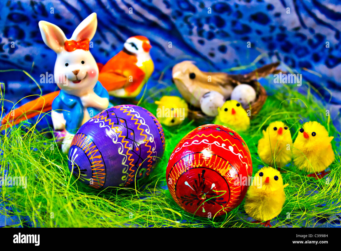Easter eggs and rabbit Stock Photo - Alamy