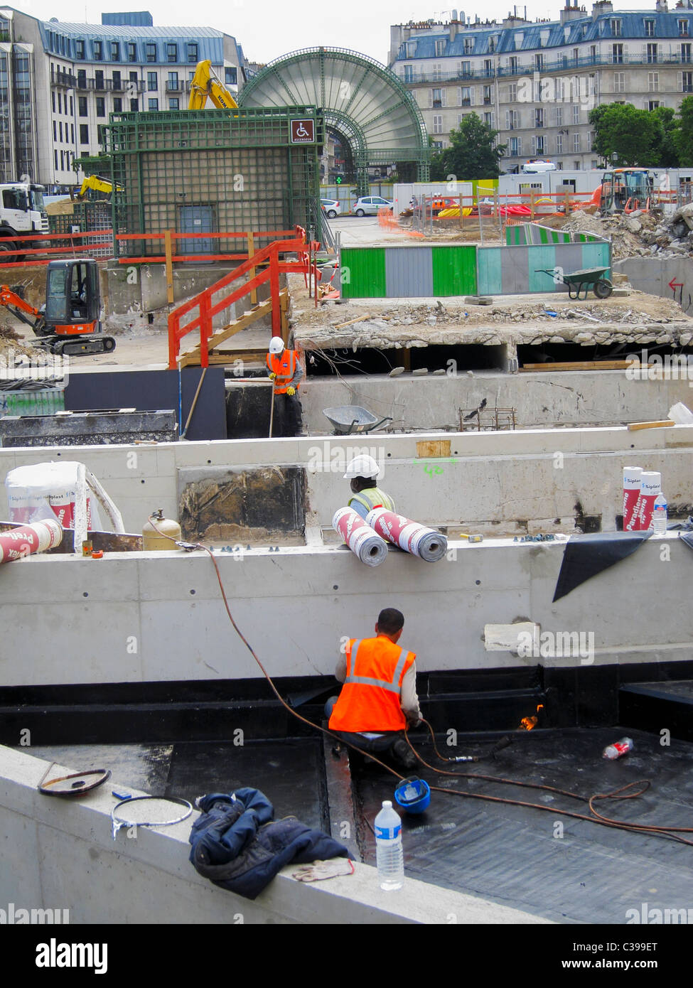 Paris, France, Workers at Construction Site, "Les Halles Shopping ...