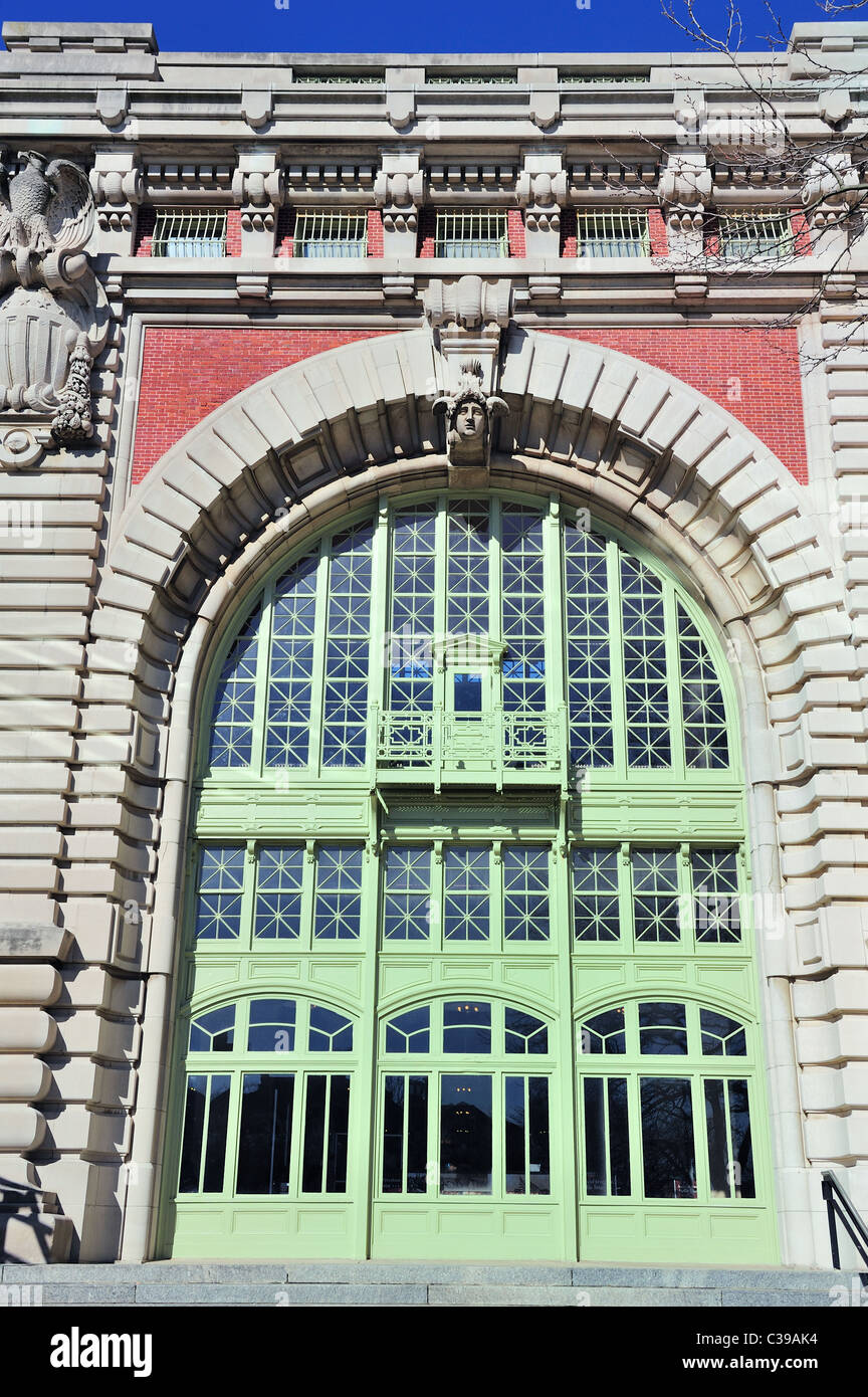 New York City Ellis Island Great Hall arch window closeup Stock Photo ...