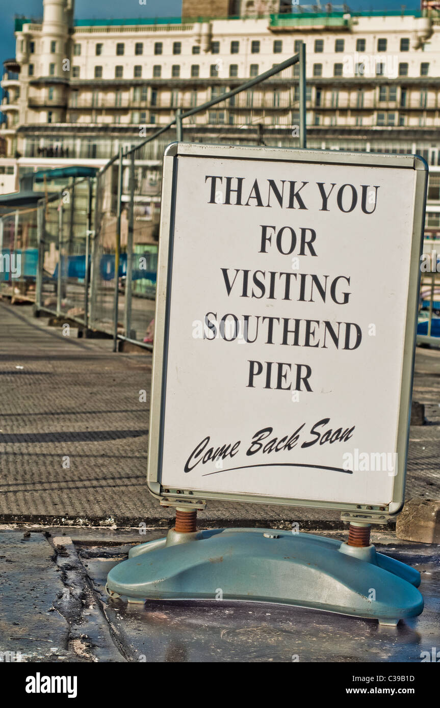 Southend Pier tourism sign Stock Photo - Alamy