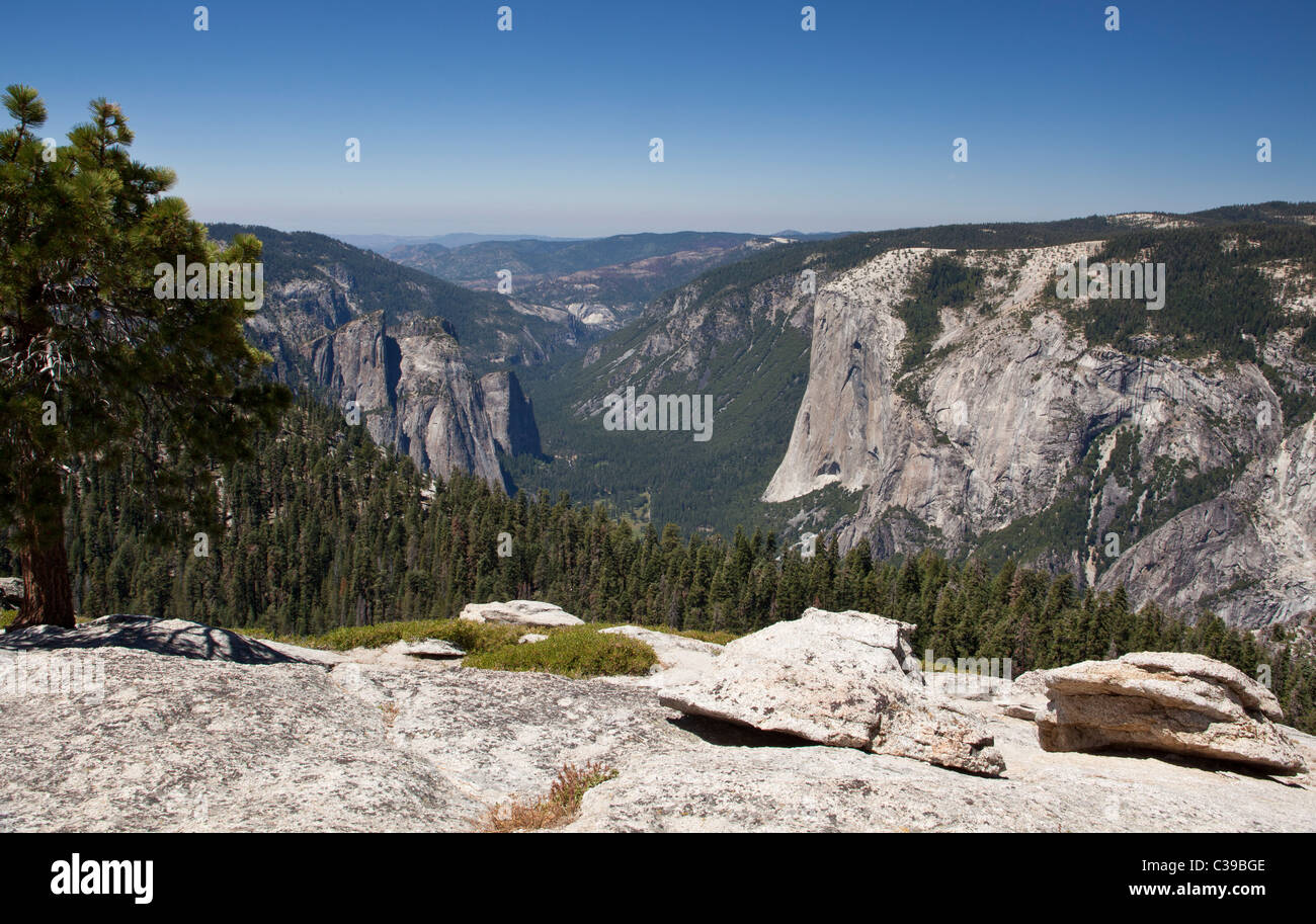 A view of El Capitan and Cathedral Rocks from atop Sentinel Dome, along ...