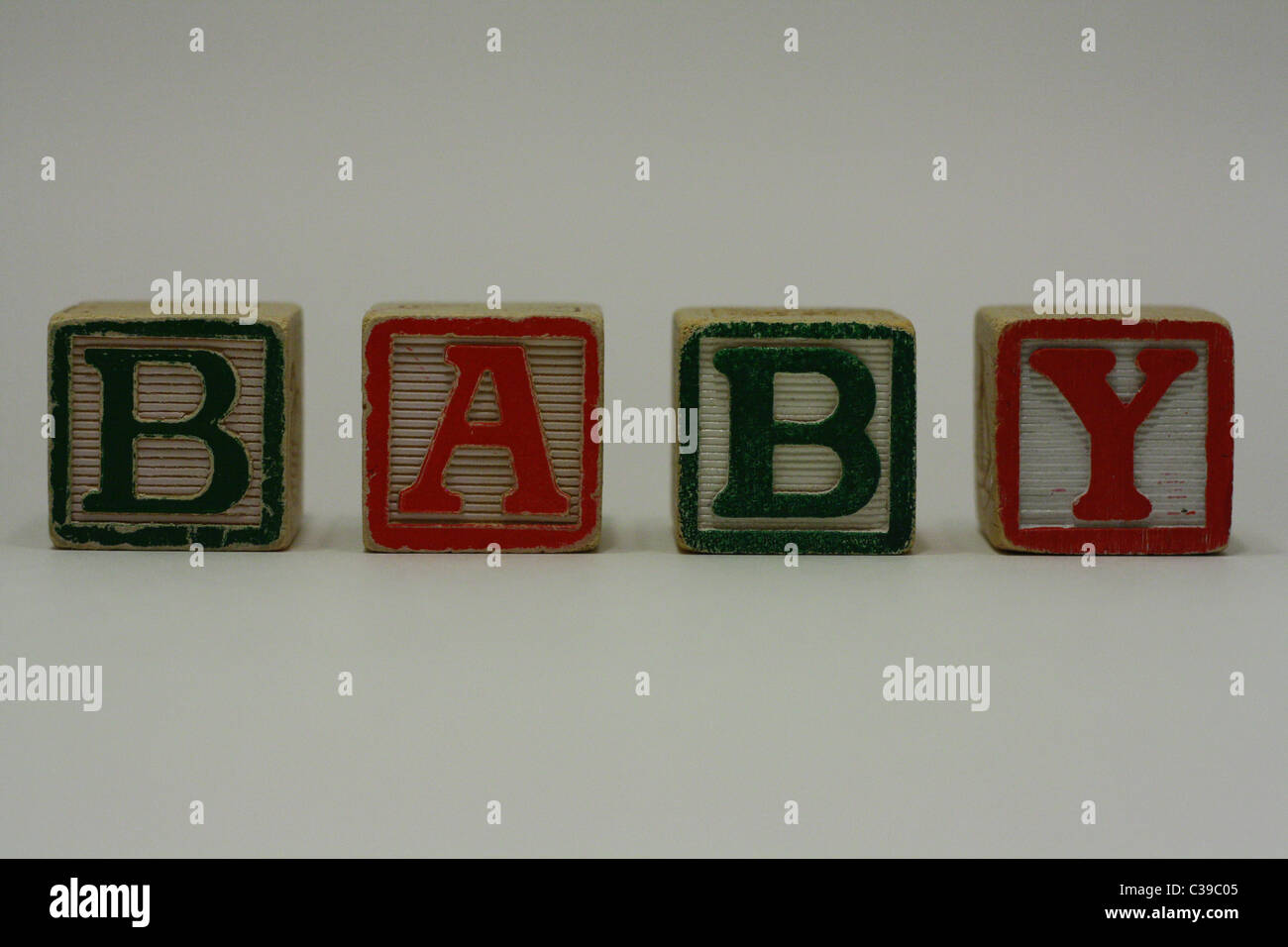 Baby blocks spelling the word "baby" on a white background Stock Photo ...
