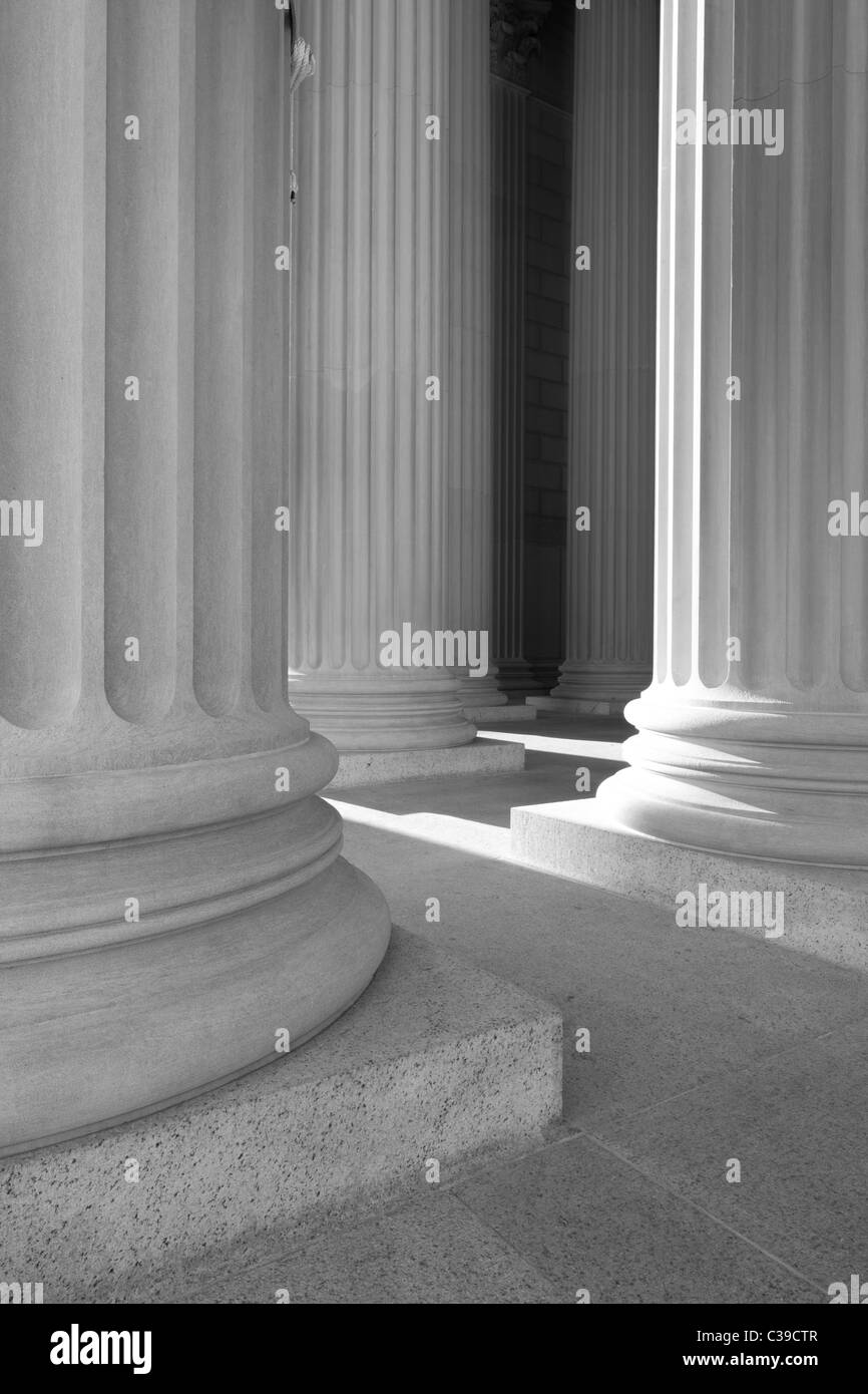 Columns at the entrance to the National Archives in Washington, DC ...
