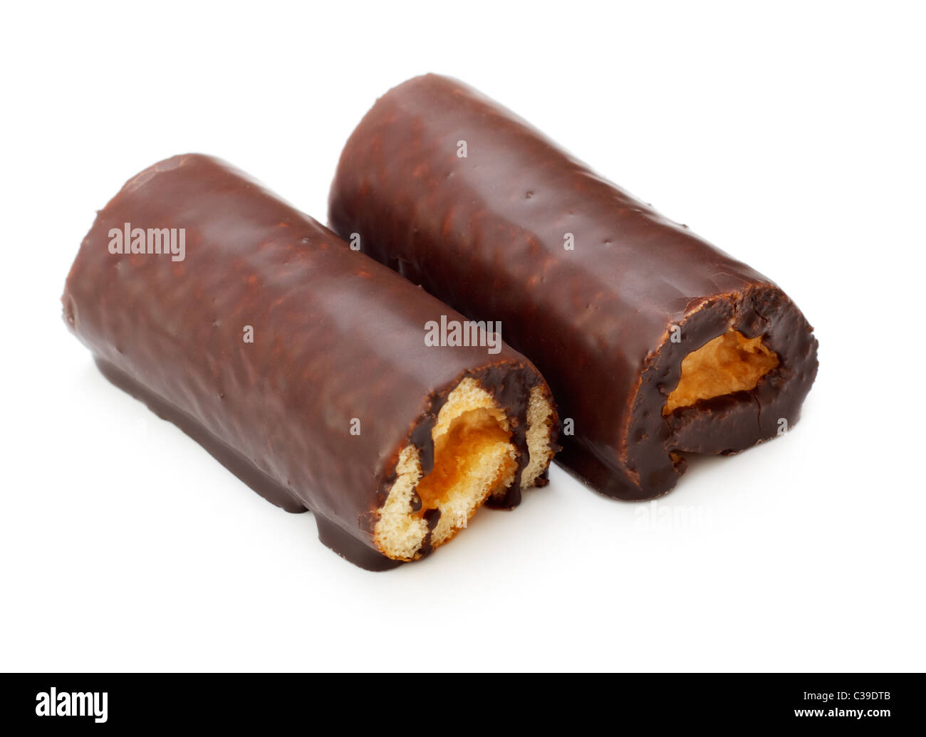 fresh chocolate roll isolated on white background Stock Photo - Alamy