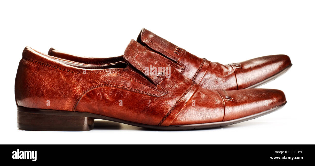 brown shoes pair isolated on white background Stock Photo - Alamy