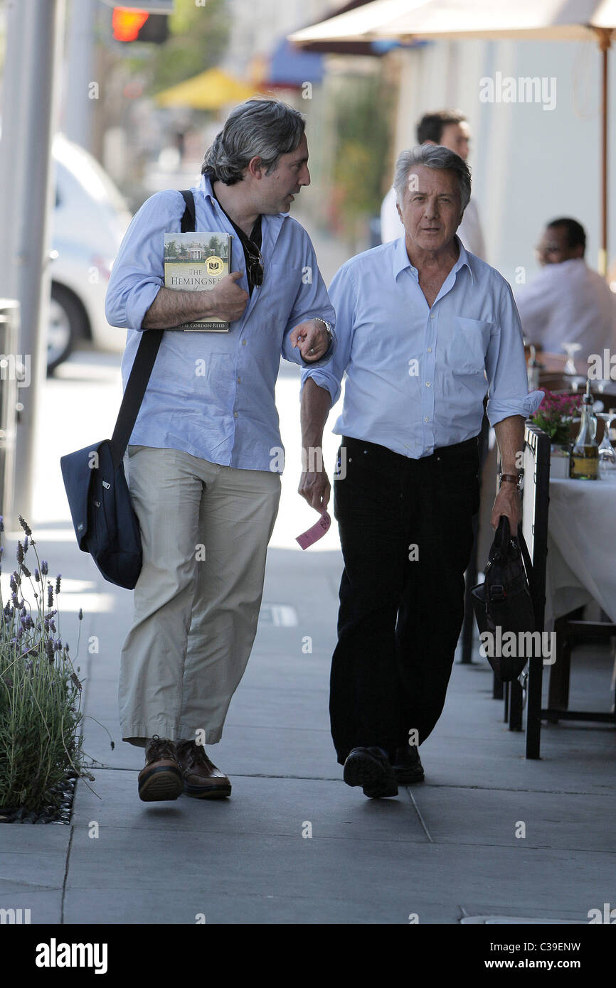 Dustin Hoffman leaving Il Pastaio restaurant on Canon Drive in Beverly ...
