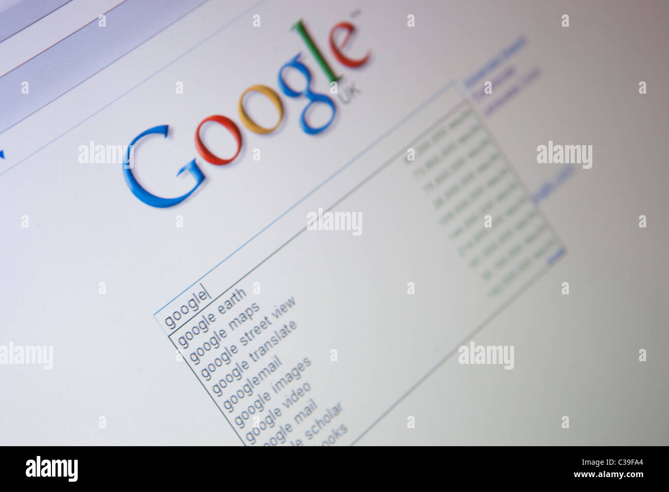 Illustrative image of the Google search engine website Stock Photo - Alamy