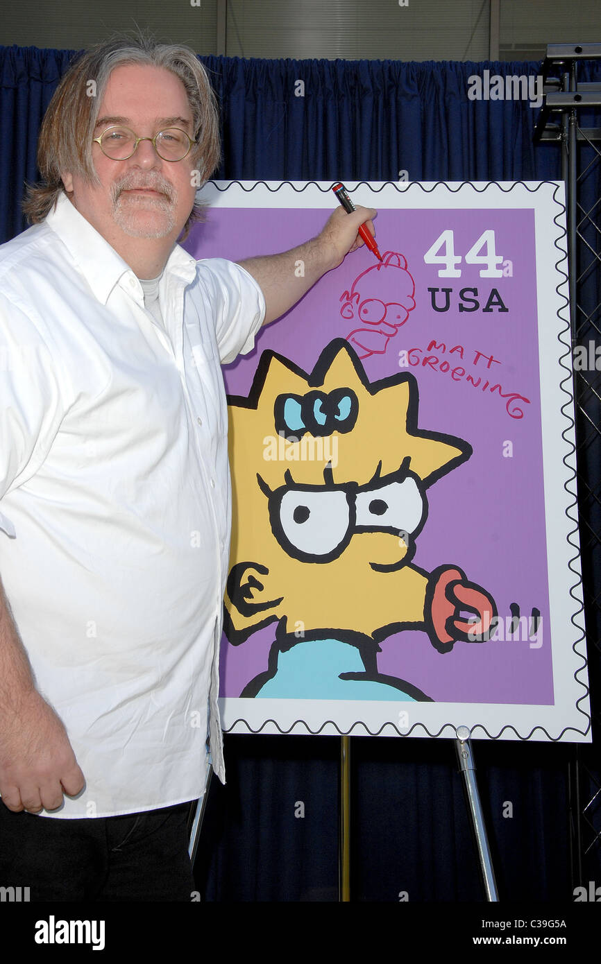 Matt Groening creator of 'The Simpsons' Stamps of Simpsons characters ...