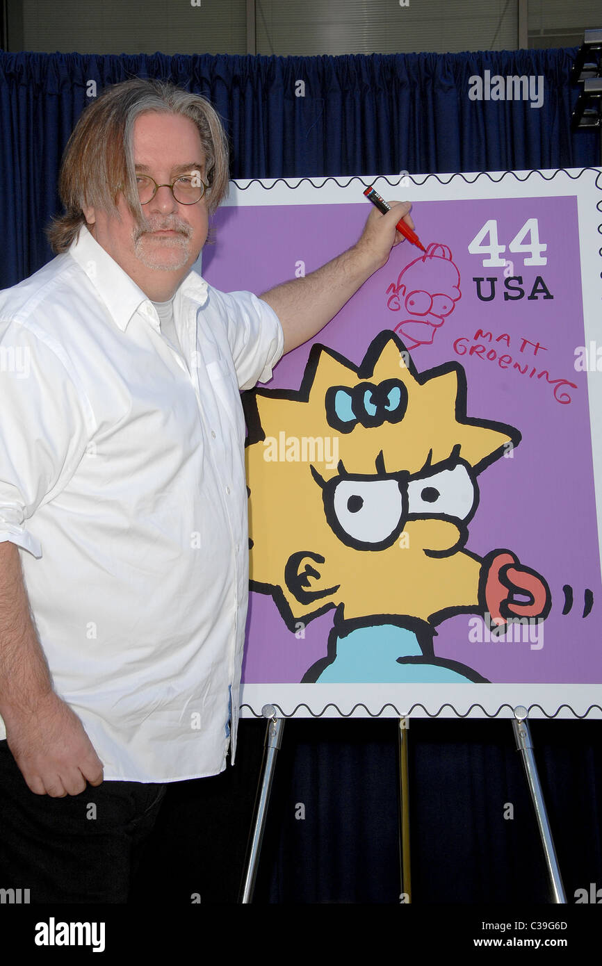 Matt Groening creator of 'The Simpsons' Stamps of Simpsons characters ...